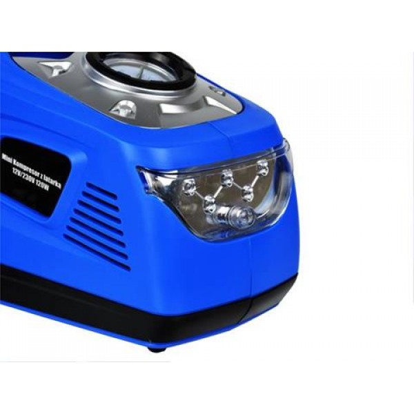 Мини компресор с LED фенер и манометър GEKO G01260 /12V / 230V, 100 W ...