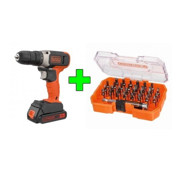 Акумулаторна бормашина Black & Decker BCD001C1 18 V 1.5 Ач Li-Ion ...